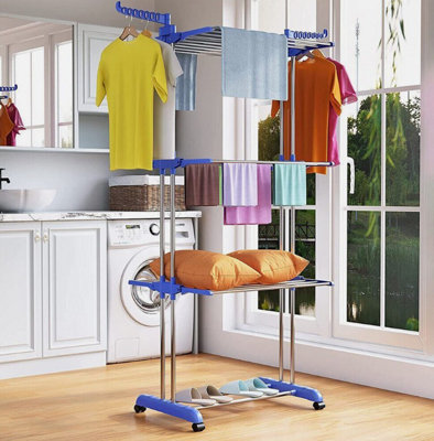 4 Tier Foldable Clothes Airer Rack Indoor Outdoor Dryer Laundry Dry ...
