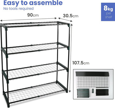 4-Tier Garden Storage Shelves Shelving Unit Greenhouse Shelf Shed Rack ...