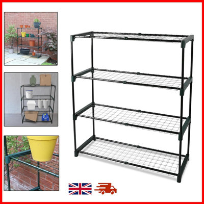 4-Tier Garden Storage Shelves Shelving Unit Greenhouse Shelf Shed Rack ...