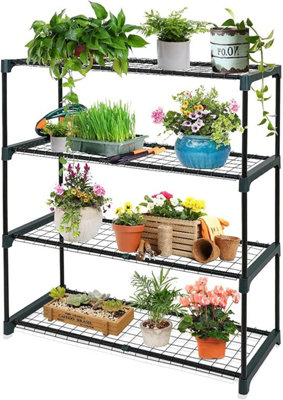 4 Tier Greenhouse Staging and Shelving Racks - Free Standing Outdoor ...