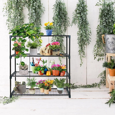 4 Tier Greenhouse Staging and Shelving Racks - Free Standing Outdoor ...