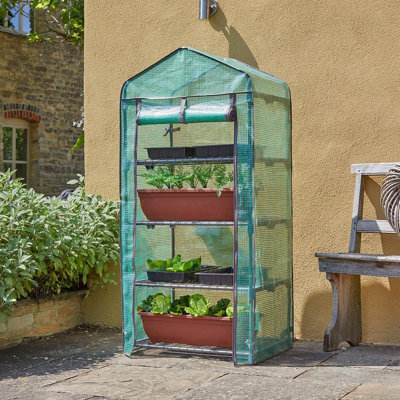 4 Tier GroZone Mini Greenhouse - Garden Growhouse with Steel Frame, PE ...