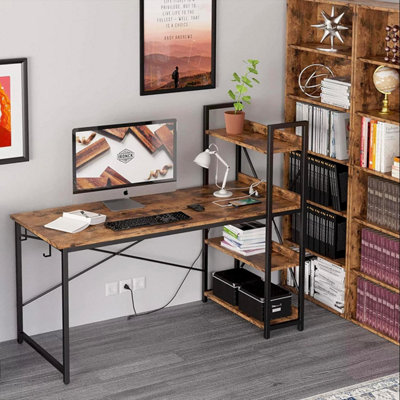 4 Tier Industrial Look Wooden Reversible Computer Study Writing Table ...