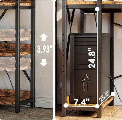 4 Tier Industrial Look Wooden Reversible Computer Study Writing Table ...