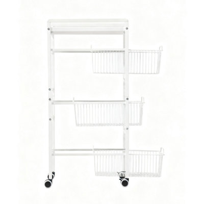 4-Tier Kitchen Storage Trolley with Pull-Out Baskets