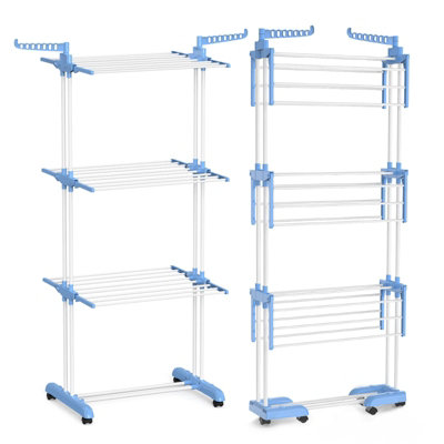 4-Tier Laundry Drying Rack with 2 Adjustable Side Wings, Free-Standing ...