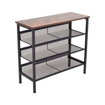 4-Tier Mesh Shelves Freestanding Shoe Rack 67.5cm H