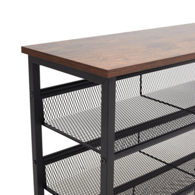 4-Tier Mesh Shelves Freestanding Shoe Rack 67.5cm H
