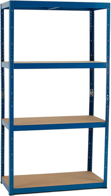 4 Tier Metal Boltless Racking With Large MDF Shelves For Garage ...