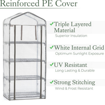 4 Tier Mini Greenhouse Replacement Cover Grow House Protector - Mesh ...