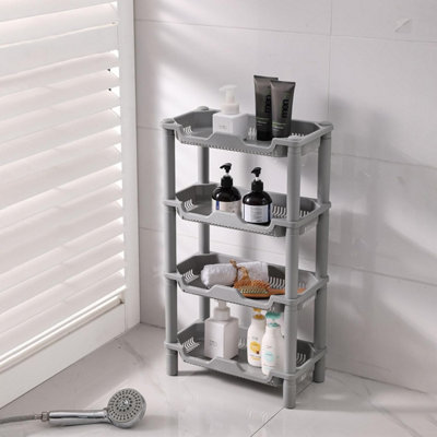 4 Tier Multipurpose Plastic Storage Rack for Kitchen Bathroom Organiser