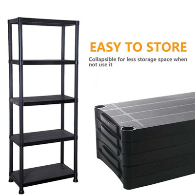 4 TIER PLASTIC STORAGE SHELVES SHELVING HOME GARAGE ORGANISER SHELF RACK