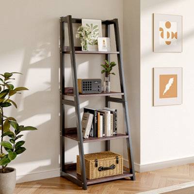 4 Tier Shelving Unit with Wood Shelf Bookcase Display Shelf 1405mm H x ...