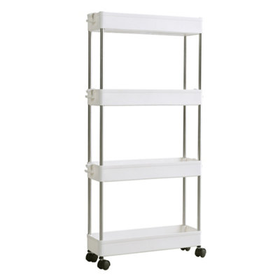 4 Tier Slim Standing Plastic Corner Storage Rack Shelf for Kitchen Bathroom