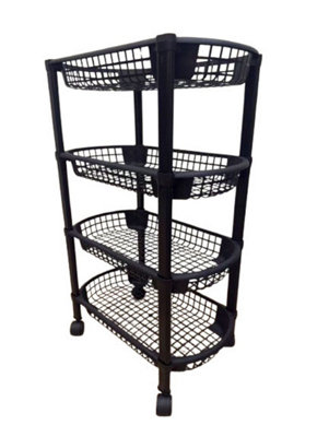4 Tier Slim Storage Trolley with Castor Wheels Freestanding Kitchen ...
