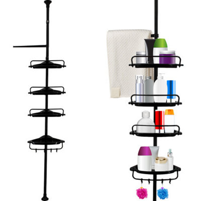 4 Tier Telescopic Bathroom Wall Corner Shelf Rack Shower Caddy Storage ...