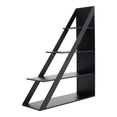 4 Tier Triangle Ladder Shelf Bookcase Cabinet Bookshelf Narrow Storage ...