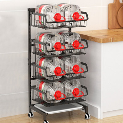 4 Tier Vegetable Fruit Storage Rack, Rolling Cart with Wheels