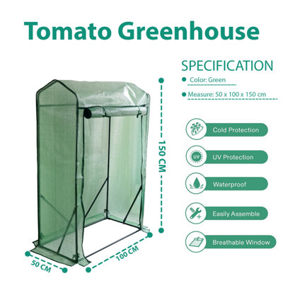 4 Tier Weatherproof Greenhouse with Slanted Gable Roof Mini Tomato ...