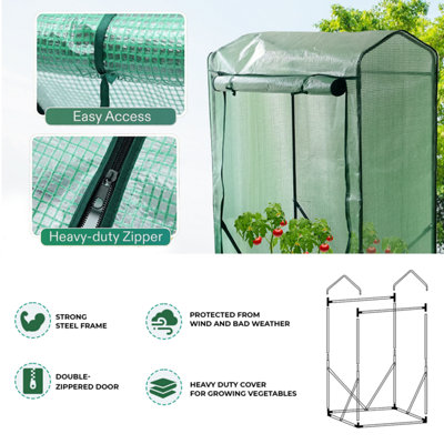 4 Tier Weatherproof Greenhouse with Slanted Gable Roof Mini Tomato ...