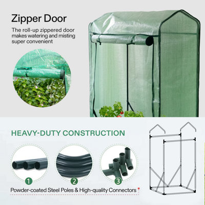 4 Tier Weatherproof Greenhouse with Slanted Gable Roof Mini Tomato ...