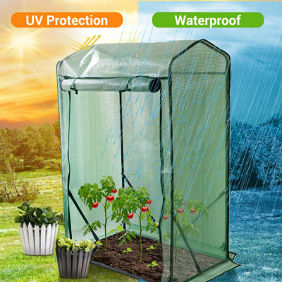4 Tier Weatherproof Greenhouse with Slanted Gable Roof Mini Tomato ...