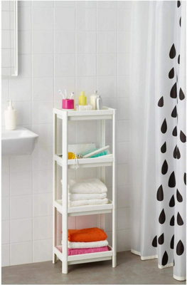 4 Tier White Shelf Unit Kitchen Bathroom Laundry Storage Shelving Unit ...