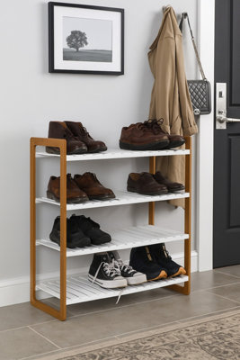 4 Tier Wooden Shoe Rack With Bamboo Frames