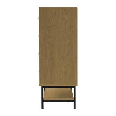 4-Tier Wooden Storage Sideboard Cabinet with Bottom Shelf