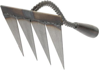 4-Tine Lawn Rake for Gardening, Weeding Heavy Duty Metal Tine Rake ...