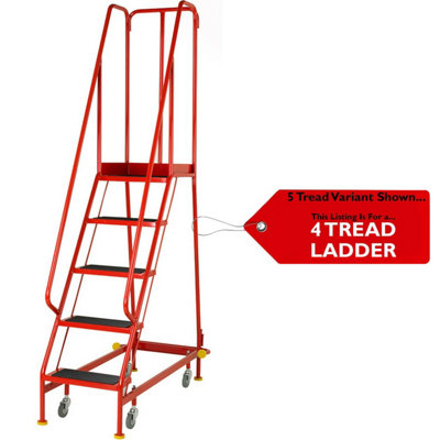 4 Tread Narrow Aisle Warehouse Steps with Non-Slip Platform - 1.8m High