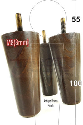 4 Turned Solid Wood Round Furniture Feet Replacement Mid Centry Retro ...