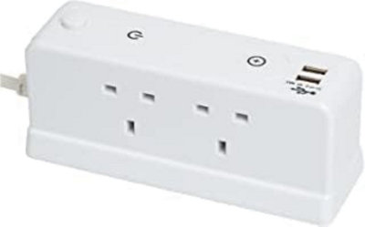 4 Way 1 Metre Extension Block With 2 Usb Ports Cord Cable Electric ...