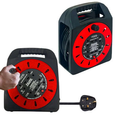 4 Way 20M Extension Reel Heavy Duty Cassette Lead Cable Mains Socket ...