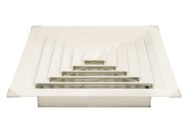 4 Way Diffuser With Damper 375mm (14.75") Diameter - White