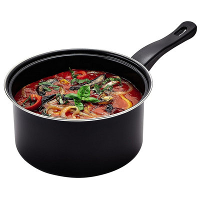 4-Way Divided Black Saucepan - Durable Carbon Steel Pan with Removable ...