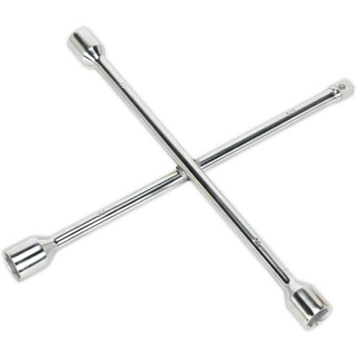 4-Way Forged Wheel Brace - 17mm 19mm 21mm and 1/2" Square Drive Sockets ...