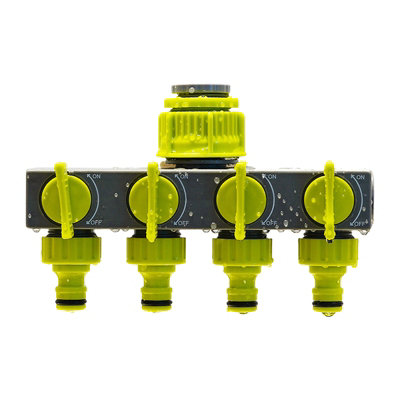 4-Way Garden Hose Splitter with Separate On/Off Switches for Outdoor ...