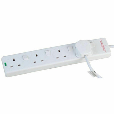 4 Way Individually Switched Surge Protected Extension Lead, 2m, White ...