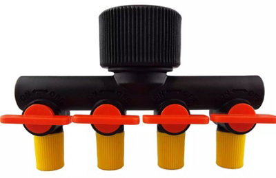 4-WAY MICRO MANIFOLD Tap Connector Independent On/Off Valves Drip ...
