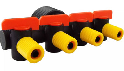 4-WAY MICRO MANIFOLD Tap Connector Independent On/Off Valves Drip ...