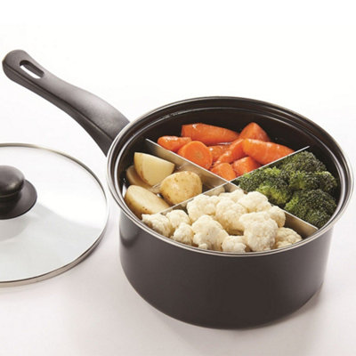 4 Way Pan, Lidded Saucepan, Removeable Divider, Time Saving, 2L ...