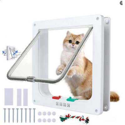 4-Way Pet Dog Cat Safe Lockable Locking Door Brushy Flap Door Screen XL ...