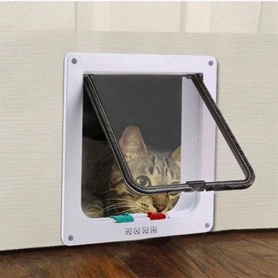 4-Way Pet Dog Cat Safe Lockable Locking Door Brushy Flap Door Screen XL ...