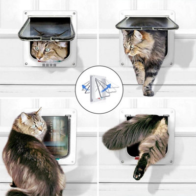 4-Way Pet Dog Cat Safe Lockable Locking Door Brushy Flap Door Screen XL ...