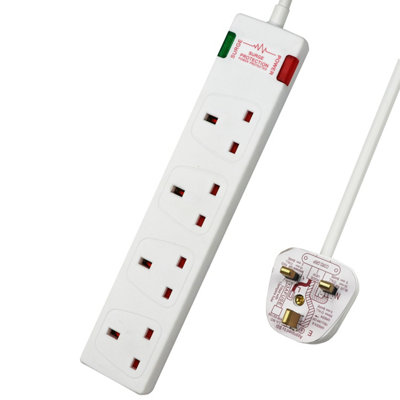 4 Way Socket with Cable 3G1.25,5M,White,with Power Indicater,,Child ...