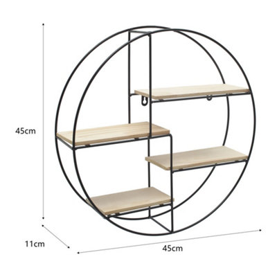 4 Wooden Shelves Modern Round Floating Wall Mount Shelf Wall Accent ...