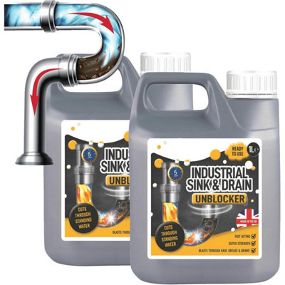 4 x 1 Litre Handy Size Drain Unblocker for Plug Holes, Showers, Toilets ...