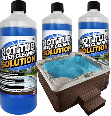 4 x 1 Litre Hot Tub Spa & Pool Filter Cartridge Cleaner Solution ...