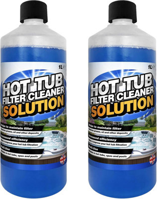 4 x 1 Litre Hot Tub Spa & Pool Filter Cartridge Cleaner Solution ...